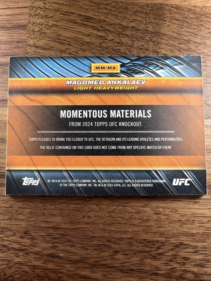 2024 TOPPS UFC Knockout Magomed Ankalaev Momentous Materials Patch /50 ...