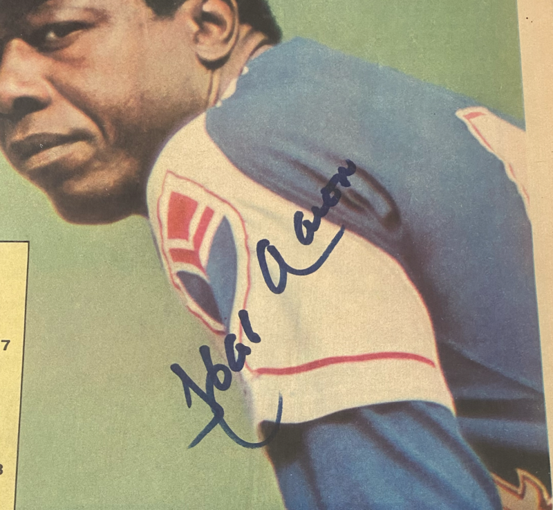 Hank Aaron Autographed Braves 7/29/72 The Sporting News Framed Magazine ...