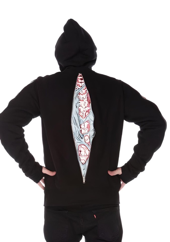 NEW Jawbreaker Men's Dead Walking Zombie Skeleton Zip Over Face Hoodie ...