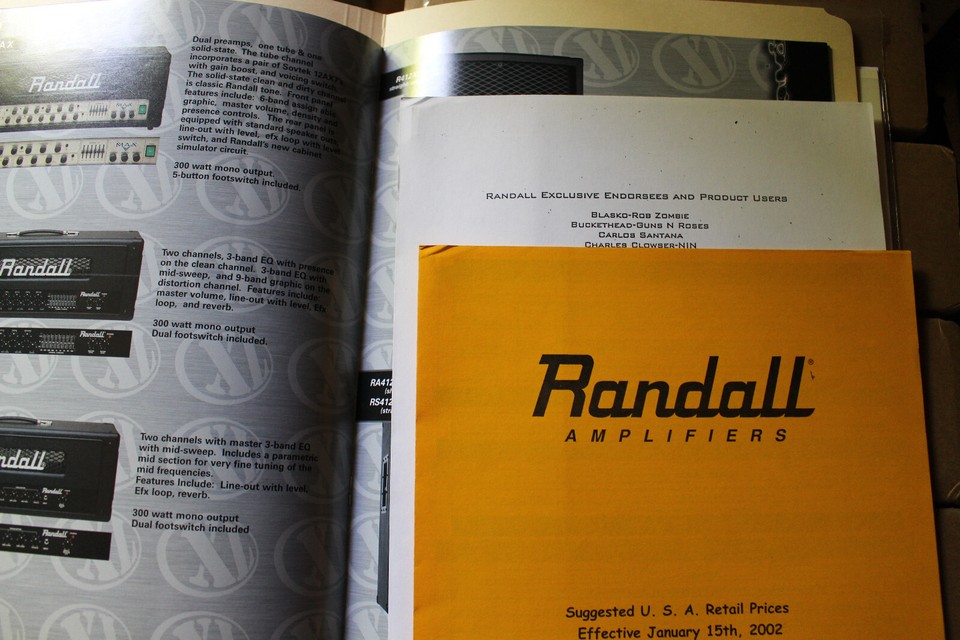 Randall Amplifiers Dealer Catalog Dimebag Warhead w/Price & Artist List ...