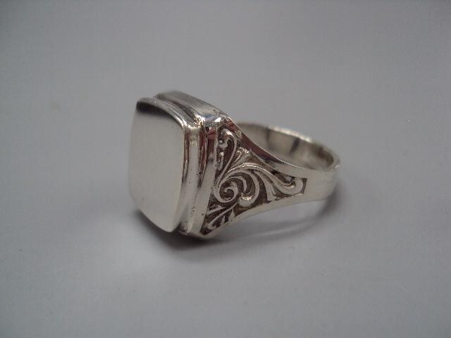 Men's Square HANDE MADE Sterling Silver 925 Signet Ring Ukraine BIG ...