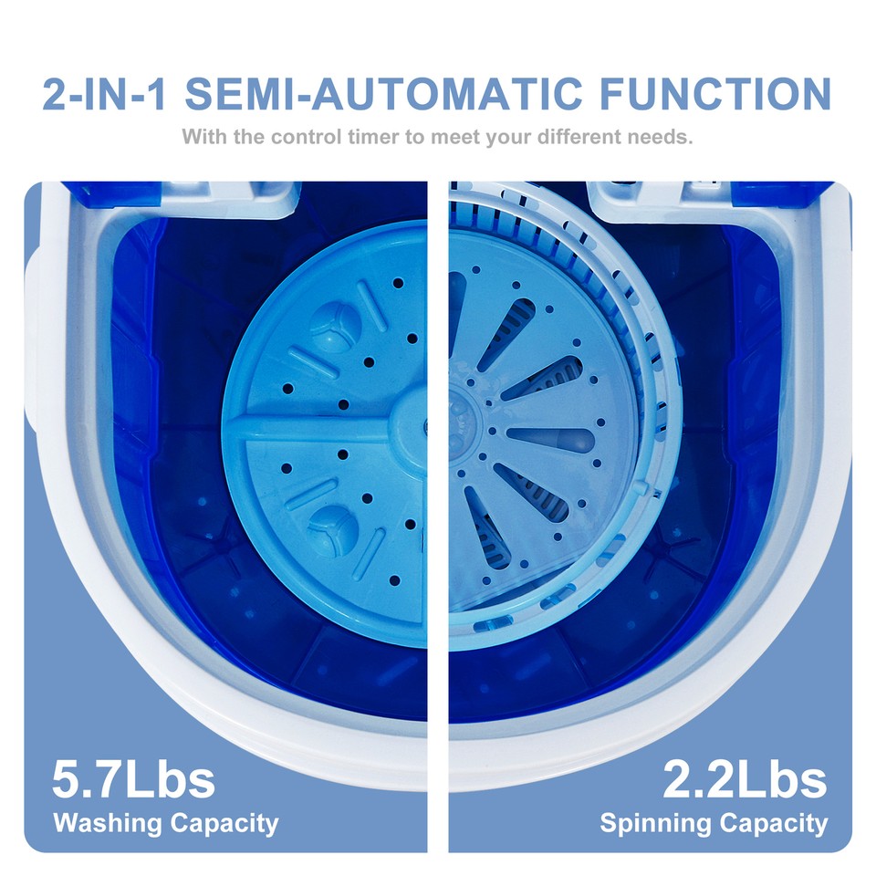 Portable Compact Mini laundry Washing Machine Washer&Spinner Drain Pump ...