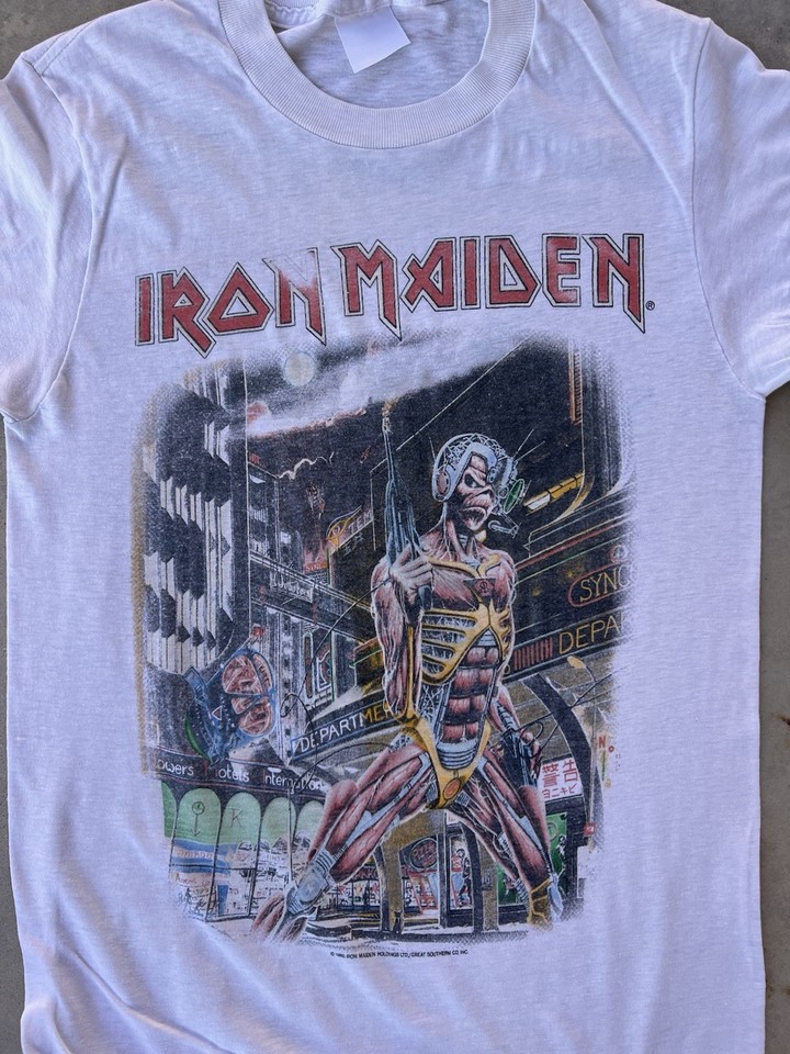 Vintage Iron Maiden Shirt Size M/L 1986 Somewhere In Time Band Tee 80s ...