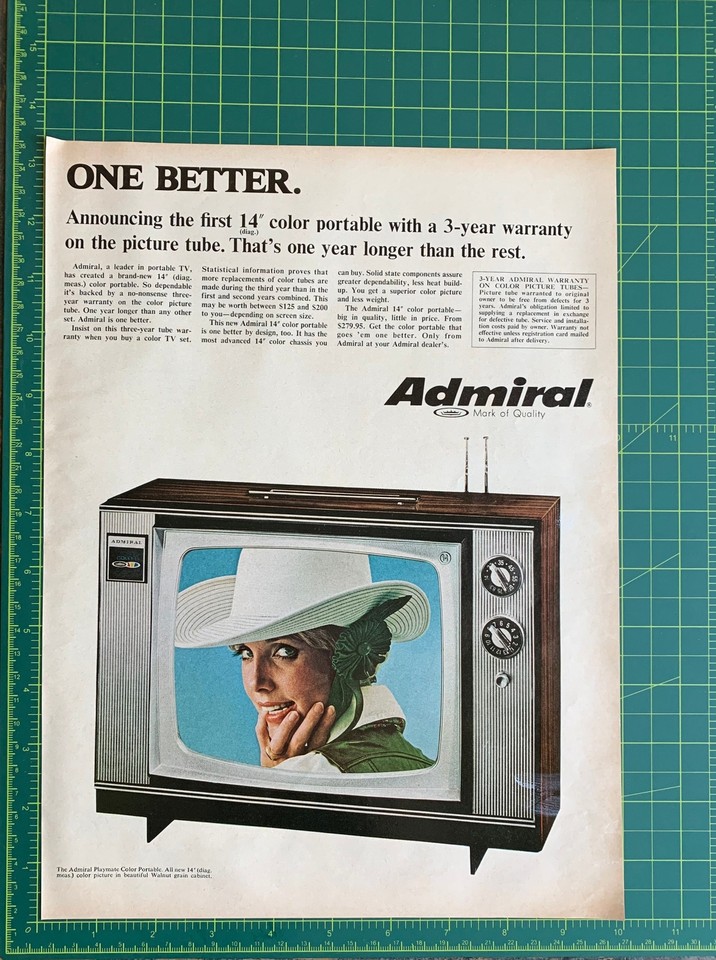 Vintage 1968 Admiral Television Print Ad | eBay