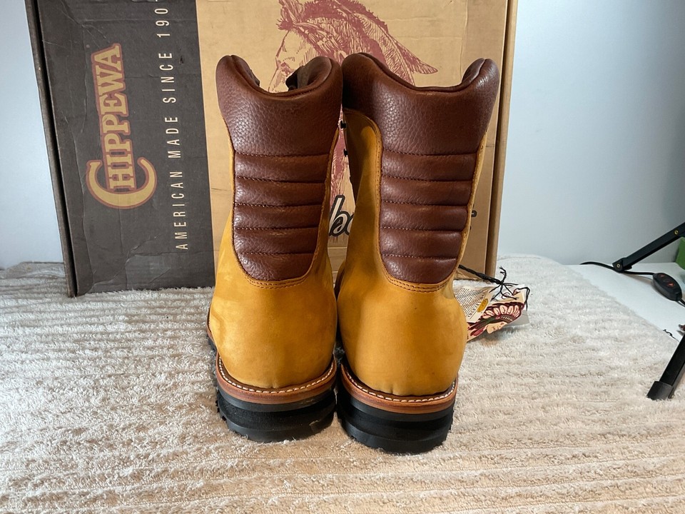 NOS MENS 25467 CHIPPEWA 9” YELLOW NUBUCK MINUS 40 SOFT TOE WORK BOOTS ...