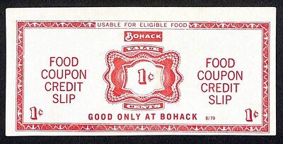 Bohack Supermarket Brooklyn, NY "Food Coupon Credit Slip" 1c c1970 VGC ...