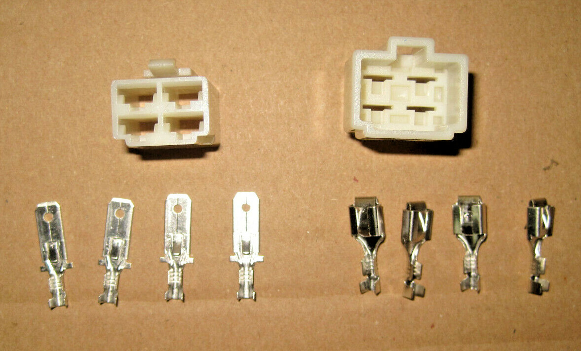 NEW 4 WAY PIN PLUG x 5 CONNECTORS 6.3MM PINS SOCKET MOTORCYCLE FITS ...