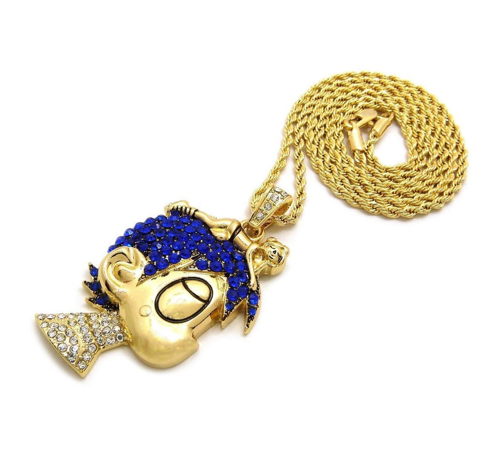 ICED LIL UZI VERT CARTOON Bling PENDANT W/ 24" Various Chain Hip Hop ...