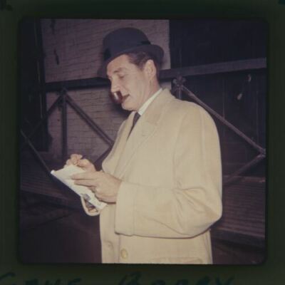 GENE BARRY VINTAGE LARGER FORMAT TRANSPARENCY SLIDE CANDID SIGNING ...