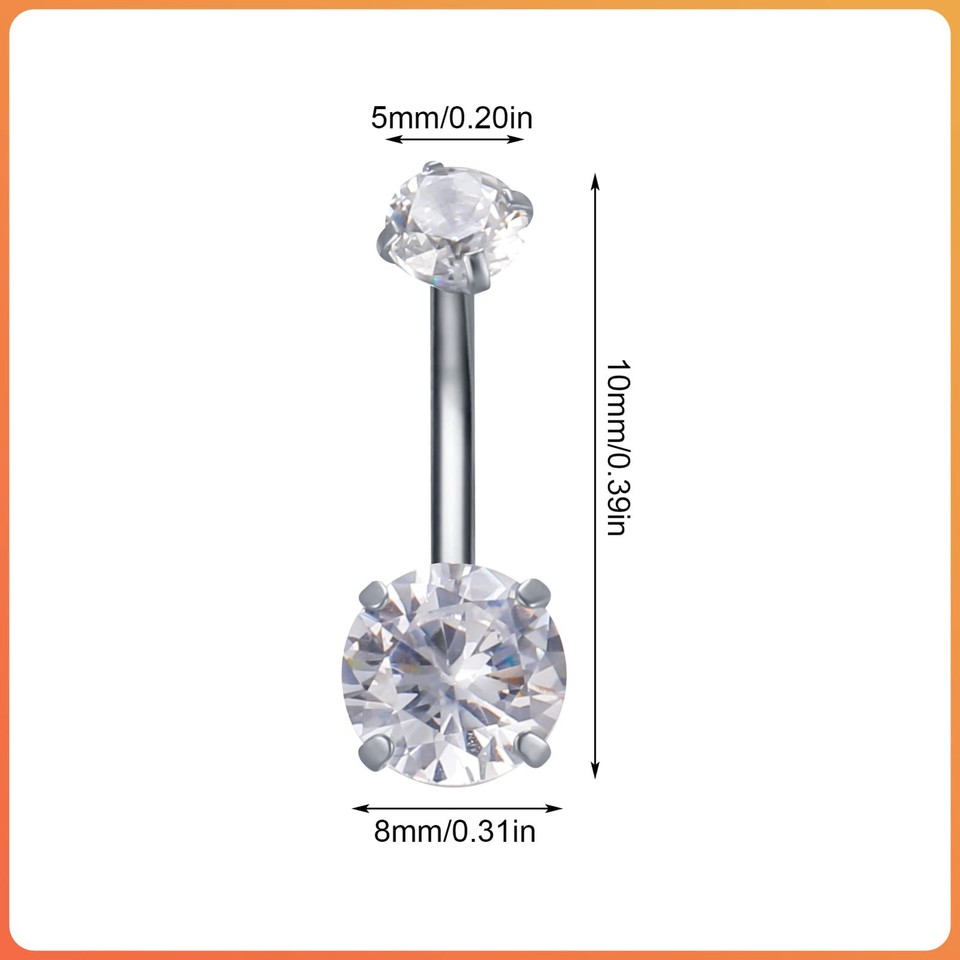 Firtink 7Pcs Belly Button Bars Stainless Steel Belly Button Ring Set ...