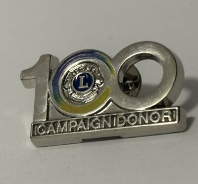 Lions Club 100 Year Silver Tone Campaign Donor 1” Wide Lapel Pin | eBay