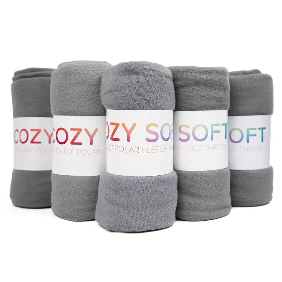 Cozy Soft Polar Fleece Throw Blankets, 6, 12, & 24 Packs, Color Options ...