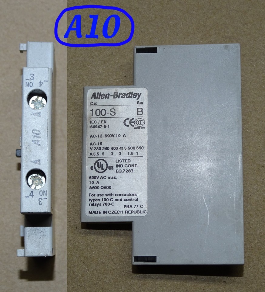 Allen Bradley 100-S Auxiliary Contact Block: A01, A10, A11, AL11, A20 ...