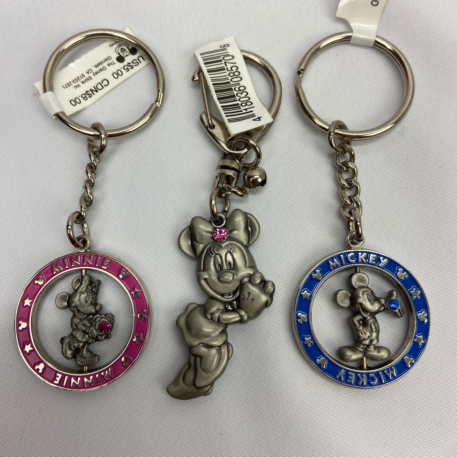 Vintage Disney Minnie Mickey Mouse Key Chain Lot of 3 New Disney Store ...