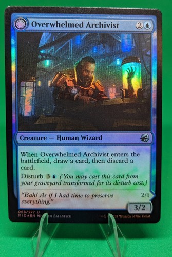 MTG Overwhelmed Archivist Archive Haunt Foil Innistrad: Midnight Hunt ...