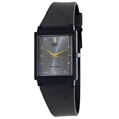 Casio Analog Gray Dial Black Resin Rectangular Classic Men's Watch MQ ...