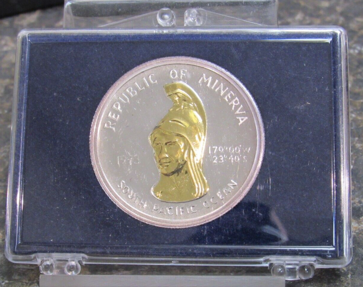 1973 Republic of Minerva 35 dollar 24 Grams .999 / 10 Grains 24k Pure ...