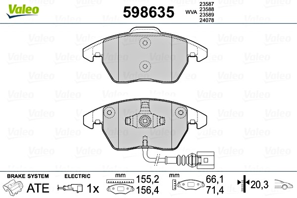 VALEO Disc Brake Pad Set Front For VW SKODA SEAT AUDI SPYKER Beetle V ...