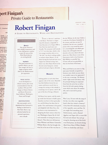 ROBERT FINIGAN'S 1985 & 1998 GUIDE TO WINES, RESTAURANTS & DESTINATIONS ...