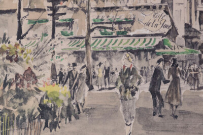 Franz Herbelot Paris Watercolor Numbered Lithograph Art Cafe De La Paux ...