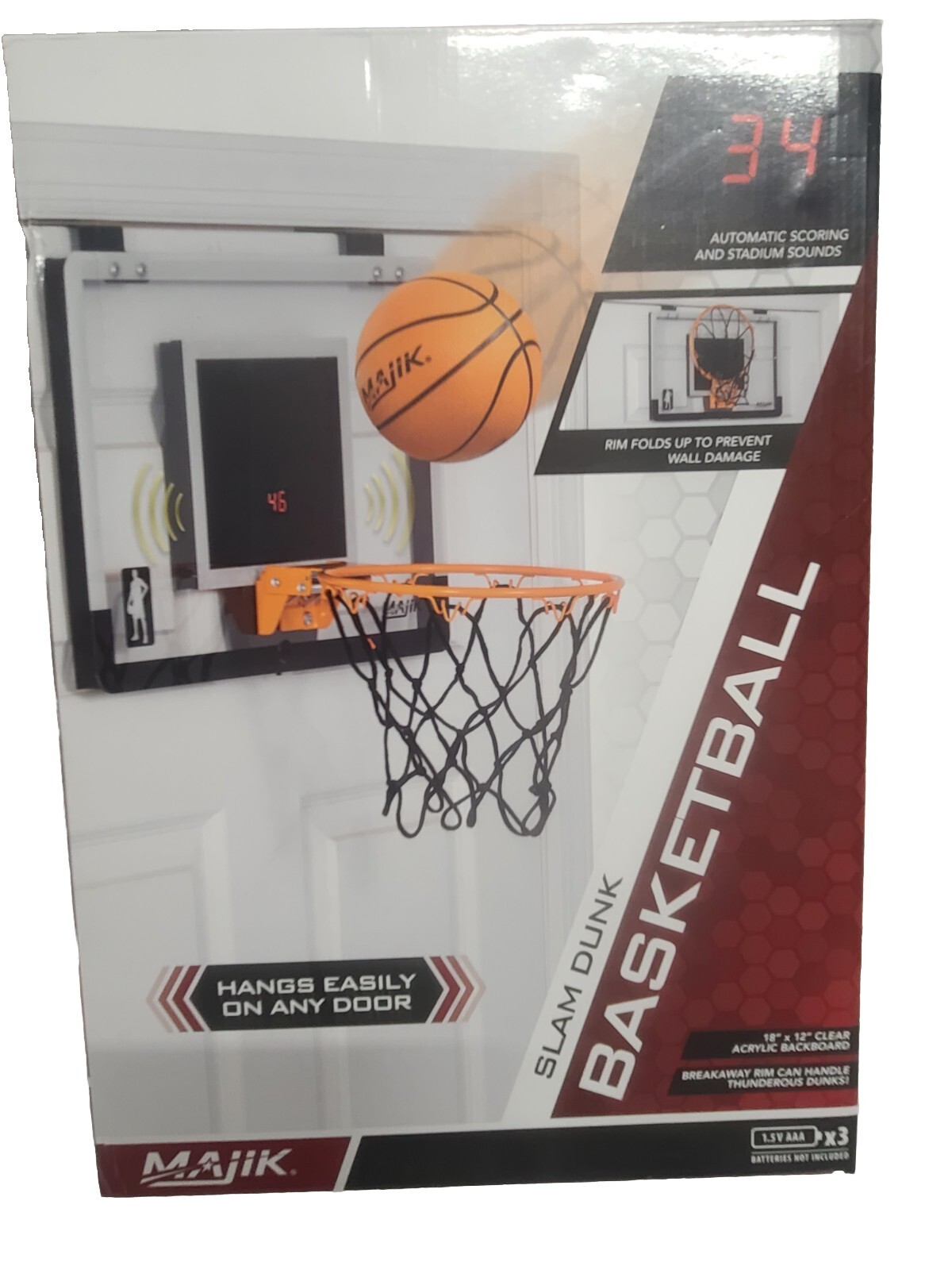 Majik Slam Dunk Basketball Rim Folds up to Prevent Wall Damage Stadium ...