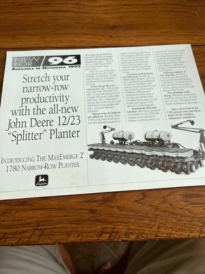 John Deere 1780 Narrow Row Planter For 1996 Brochure AMIL21 ver4 | eBay