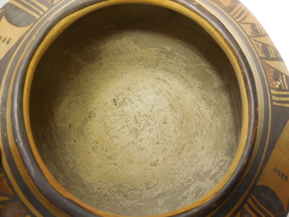 HOPI TEWA POLYCHROME SOUTHWEST POTTERY SEED JAR GEOMETRIC DESIGN 7 1/2 ...