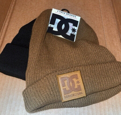 DC Men’s 2 Pack Beanies Hats BROWN BLACK NEW | eBay