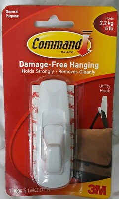 3M Scotch Command Removable Adhesive Utility Hook, 5-lb #17003 | eBay