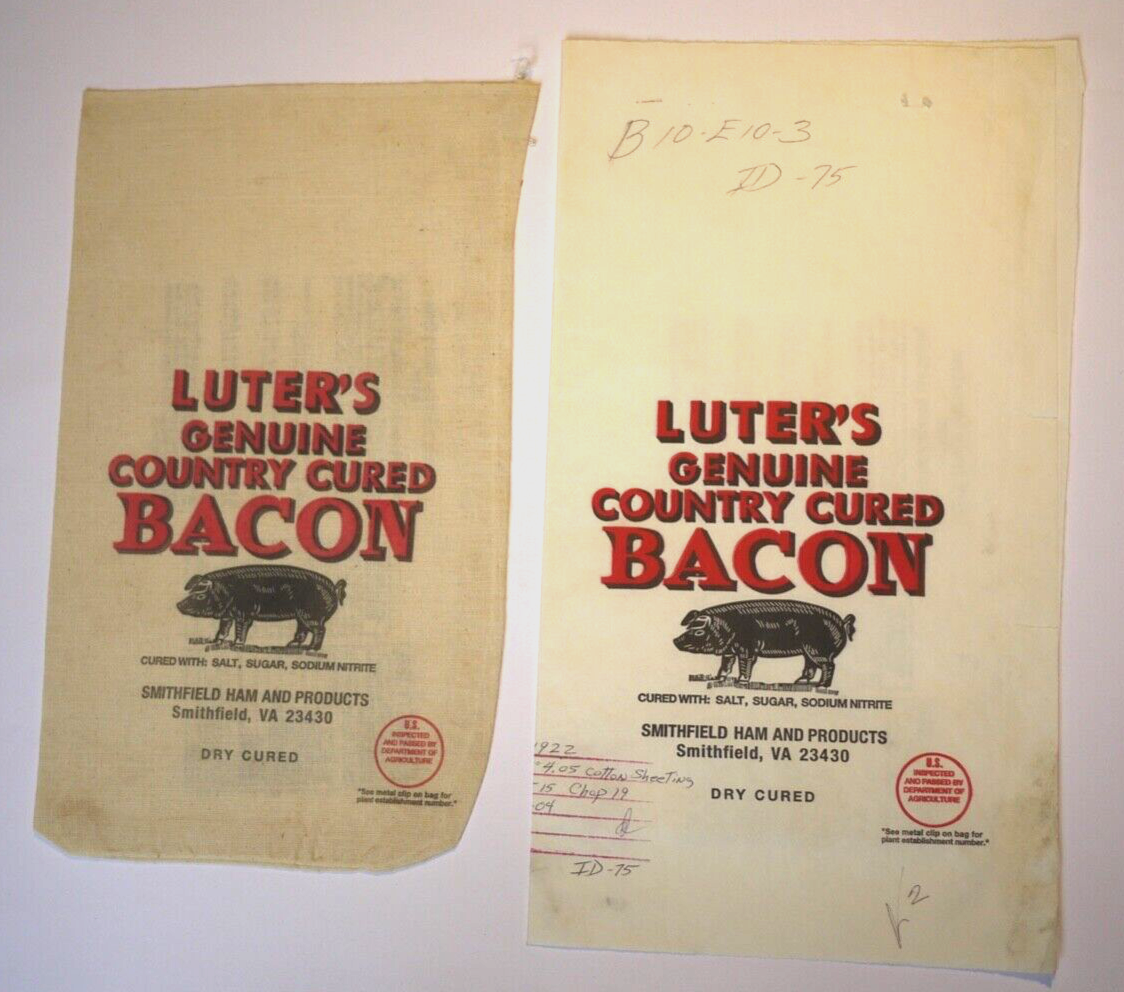 Vintage Paper / Cloth Bags - LUTER'S BACON, SMITHFIELD HAM AND PROD ...