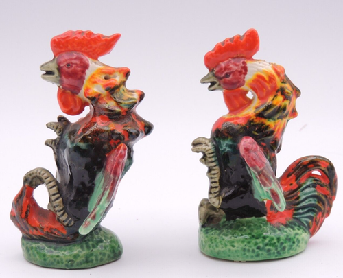 Vintage Chicken Rooster Fighting Farm Birds Animals Salt and Pepper ...