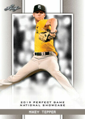 MIKEY TEPPER 2019 "1ST EVER PRINTED" LEAF PERFECT GAME NIKE ROOKIE CARD ...