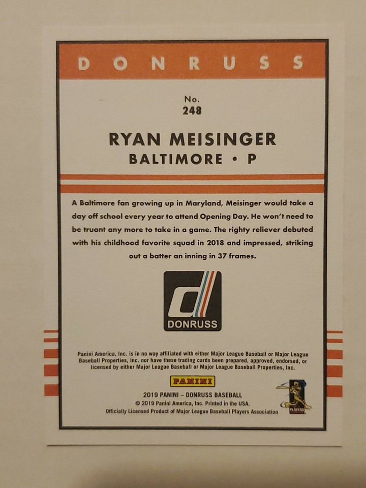 2019 DONRUSS INDEPENDENCE DAY RYAN MEISINGER ROOKIE RETRO # 248 O'S | eBay