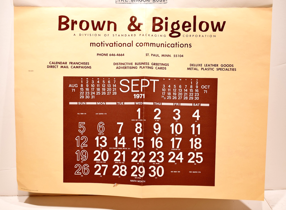 1971 Brown & Bigelow Sample Calendar with Charles Russell Western ...