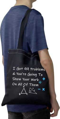 Math Teacher Gift Canvas Bag Science Geeky Black | eBay