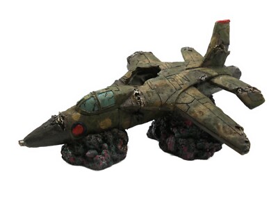Aquarium Fish Tank Ornament Decoration Fighter Jet Plane Wreckage. 24cm ...