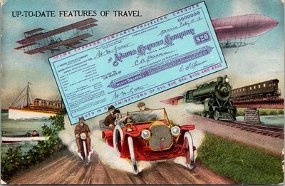 Advertising Postcard Adams Express Company Travelers' Cheques | eBay