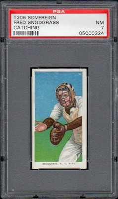 T206 1909 Fred Snodgrass catching Sovereign 350 New York PSA 7 05000324 ...