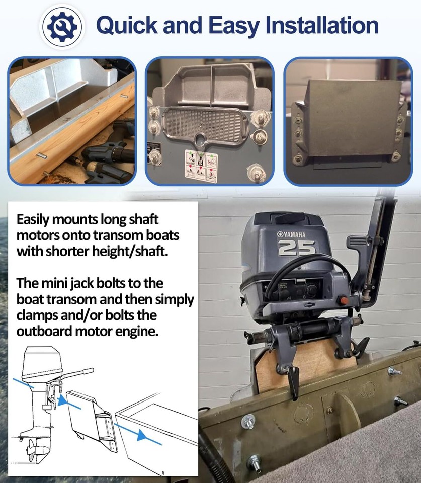 MJ-1-DP MINI JACK PLATE FOR UP TO 35 HP OUTBOARD MOTORS, JON BOATS ...