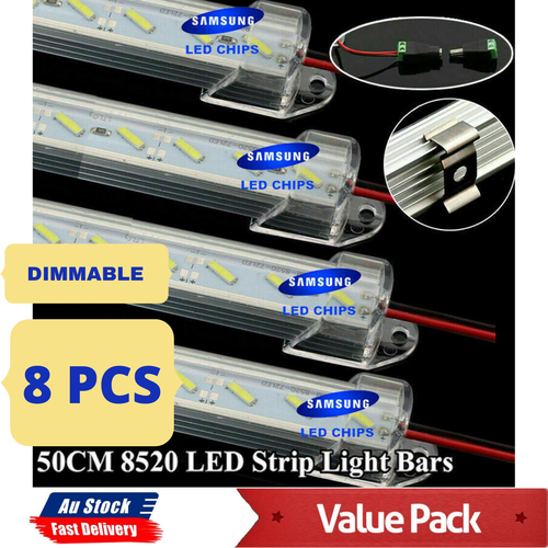 8pcs 50CM 12V 8520 LED Strip Light Bar Dimmable Caravan 4WD Camping ...
