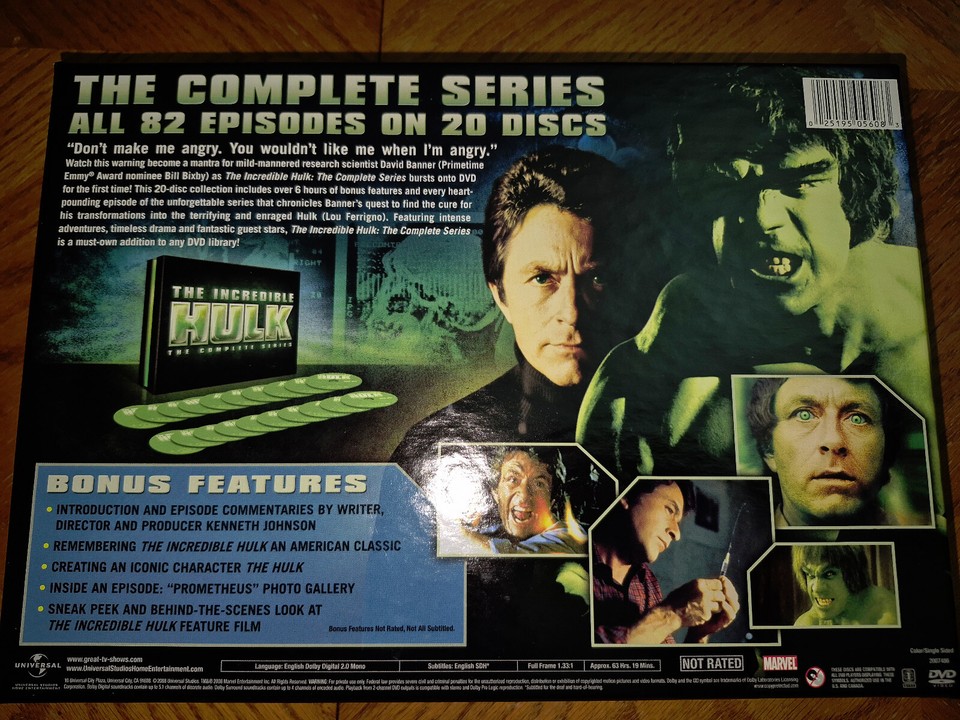 The Incredible Hulk - The Complete TV Series (DVD, 2008, 20-Disc Set ...
