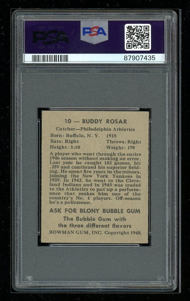 1948 Bowman #10 Buddy Rosar PSA 7 | eBay