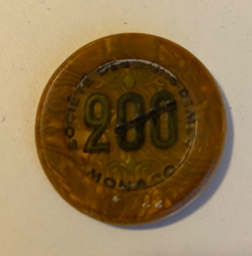 OLD PRINCIPALITY OF MONACO SOCIETE DES BAINS DE MER 2 CASINO CHIPS 5/ ...
