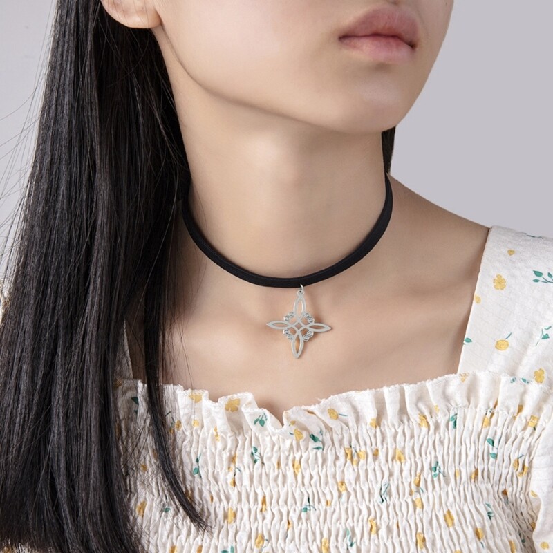 Eternal Knot Elastic Necklace Alloy Pendant Charm Neckband Choker ...