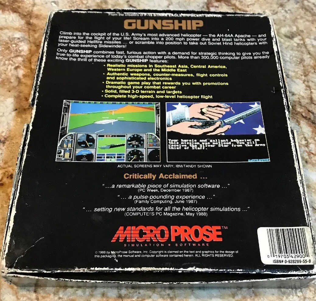 GUNSHIP THE HELICOPTER SIMULATION for IBM 3.5 MicroProse | eBay