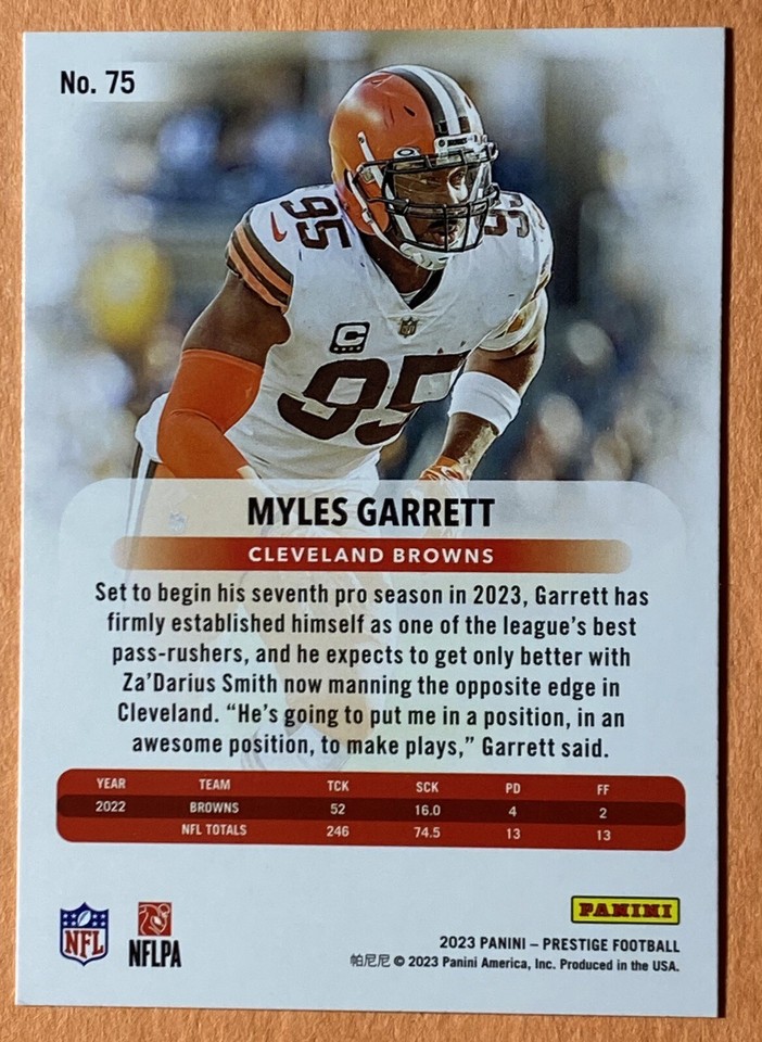 2023 Panini Prestige - Myles Garrett Base #75 Cleveland Browns Football ...