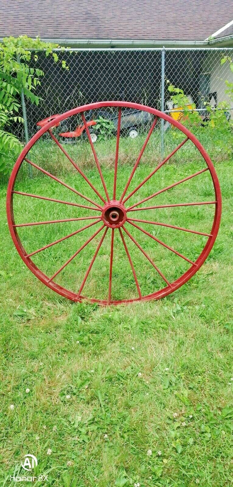 PAIR VINTAGE-ANTIQUE CAST IRON WAGON WHEELS 51" DIAMETER 18 SPOKES | eBay