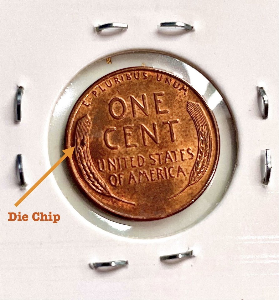 Ultra Rare • 1955 (Key Date) - Error - Die Chip Reverse - Wheat Penny ...