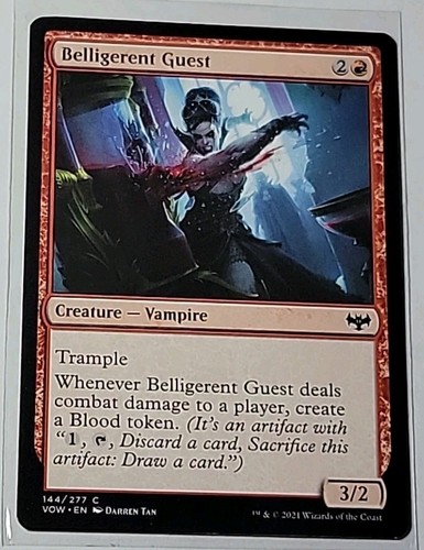 Belligerent Guest Magic The Gathering Innistrad Crimson VOW Card 144/ ...