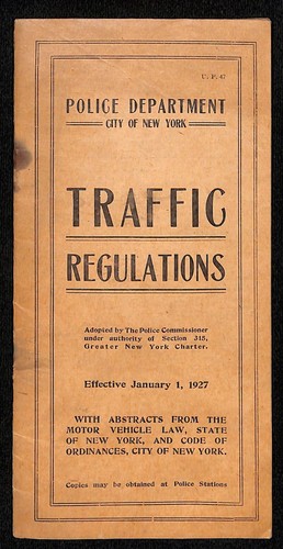 1927 Police Department of New York Traffic Regulations Booklet 12pp VGC ...